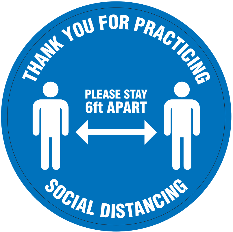 Social Distancing Floor Decal - Blue Circle – Plastic Printers